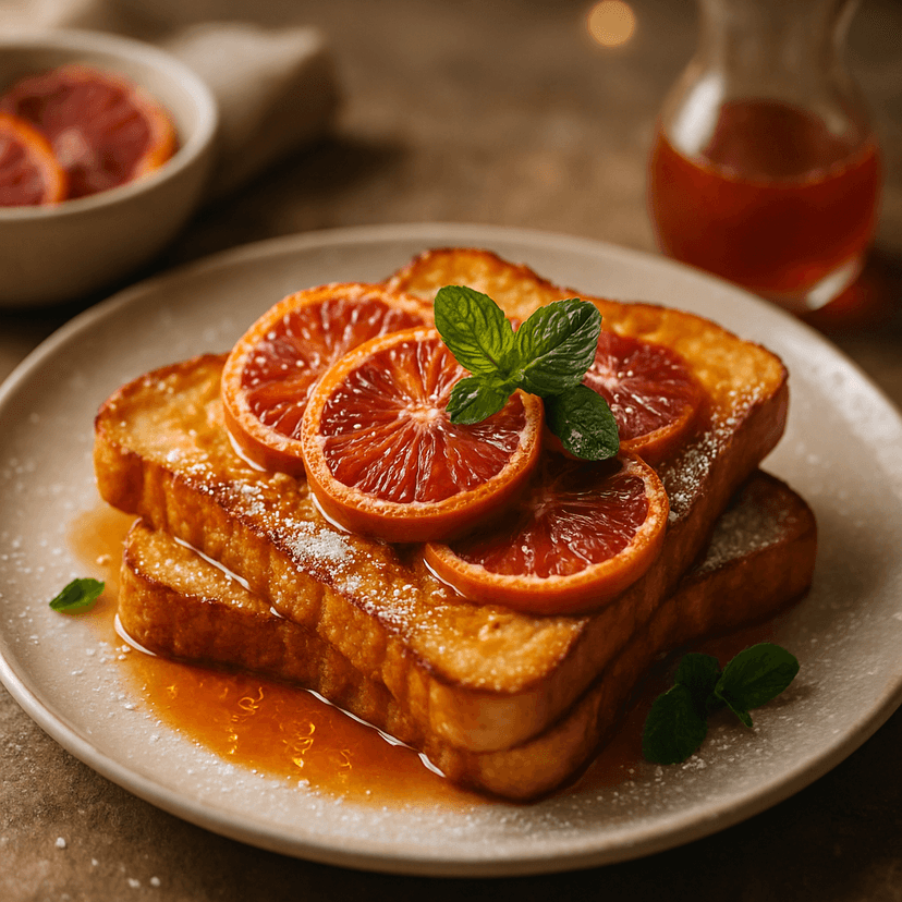 Blood Orange French Toast with Citrus Syrup | DishGen Recipe