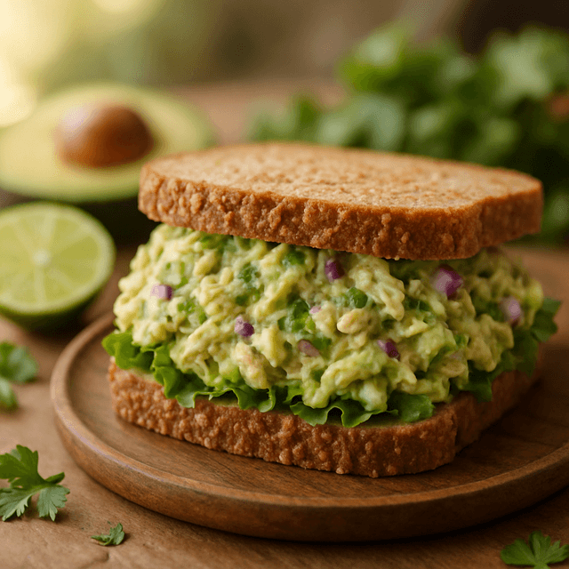 Zesty Avocado Chicken Salad Sandwich | DishGen Recipe